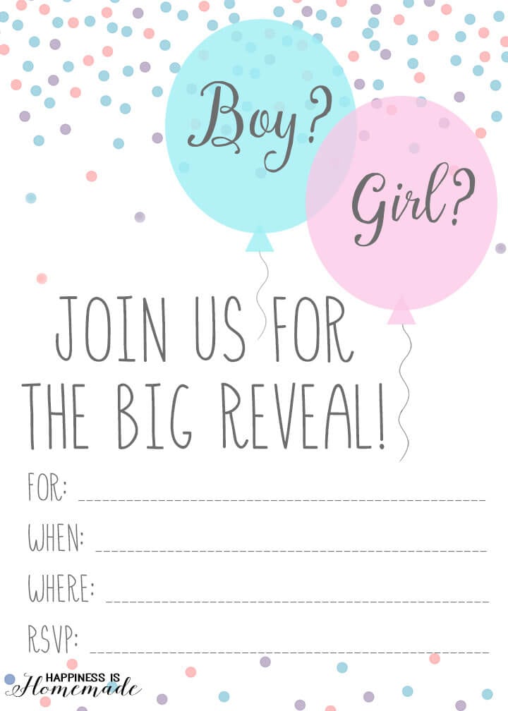 Baby Gender Reveal Party Invitations - Happiness is Homemade Baby Gender Reveal Party Invitations - Happiness is Homemade