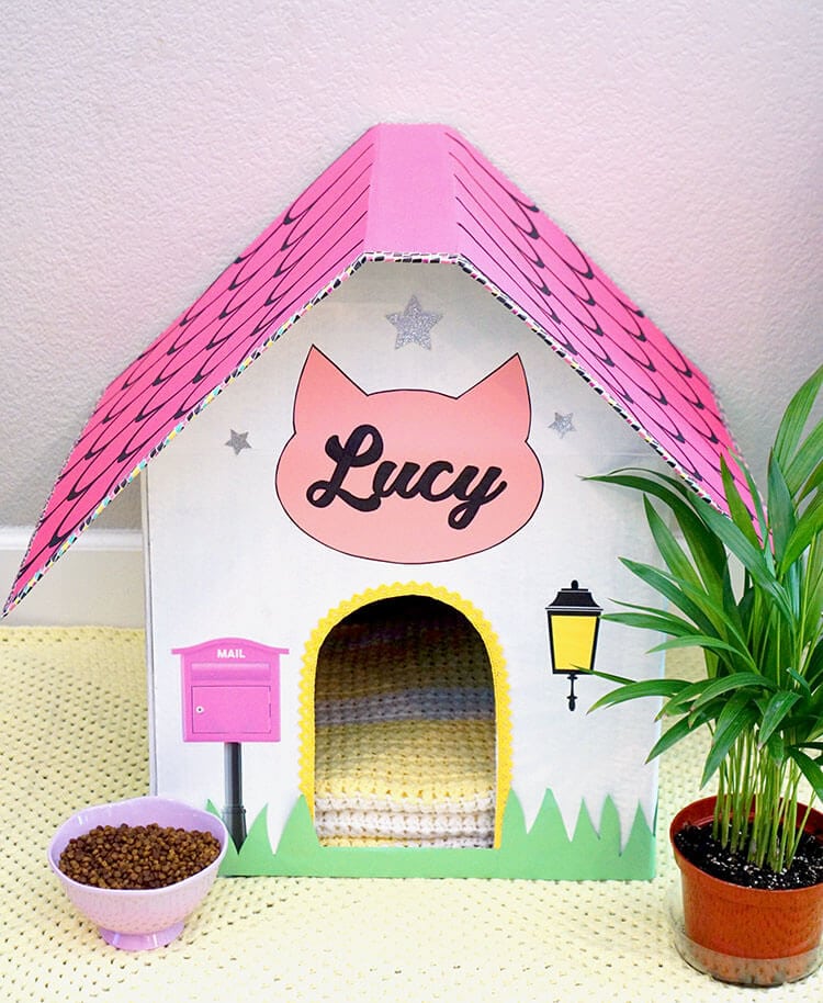 DIY Cardboard Cat House Happiness Is Homemade