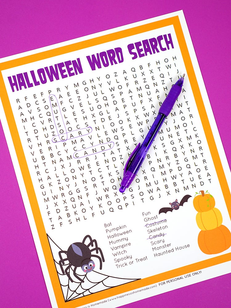 Halloween Word Search Printable Happiness Is Homemade