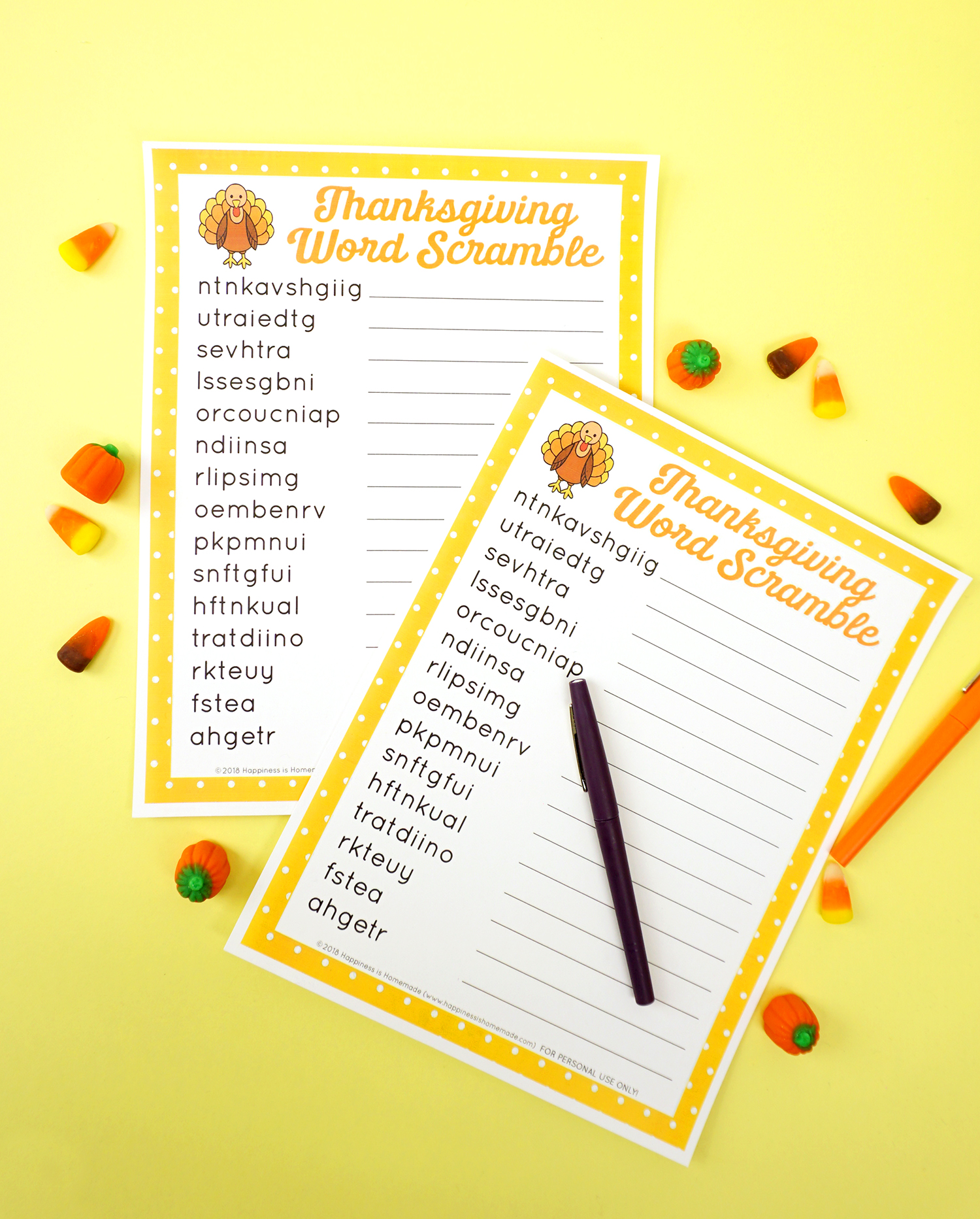 Thanksgiving Word Scramble Puzzle Happiness Is Homemade
