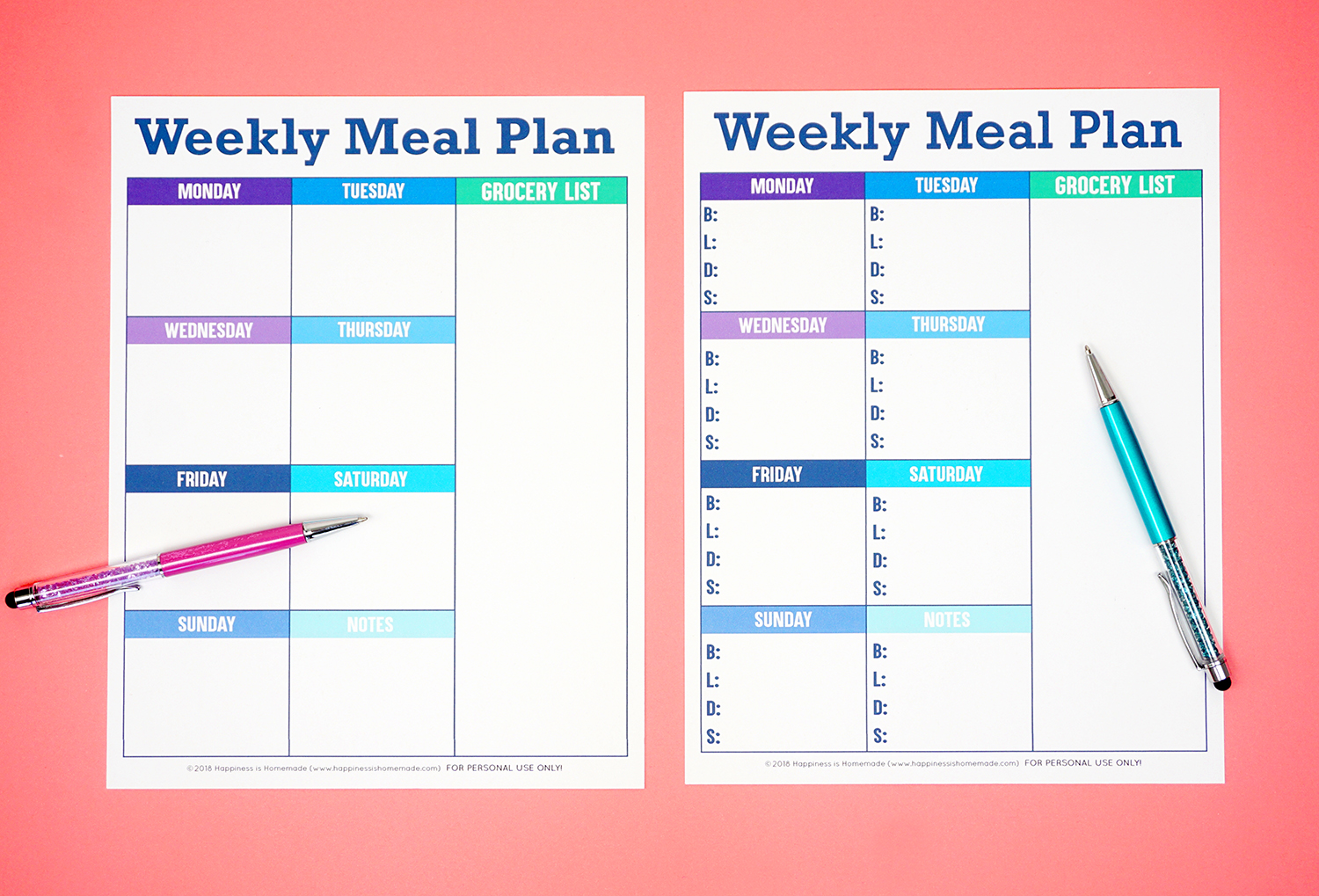 Printable Weekly Meal Planner Template Happiness Is Homemade