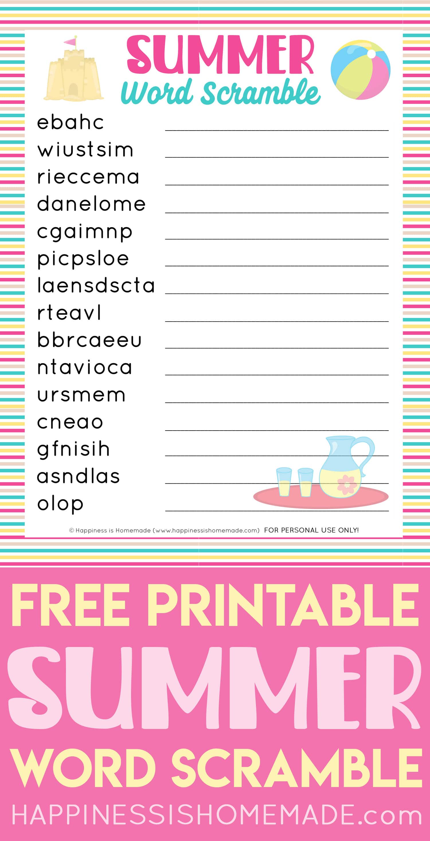 Summer Word Scramble Happiness Is Homemade Summer Word Scramble Happiness Is Homemade