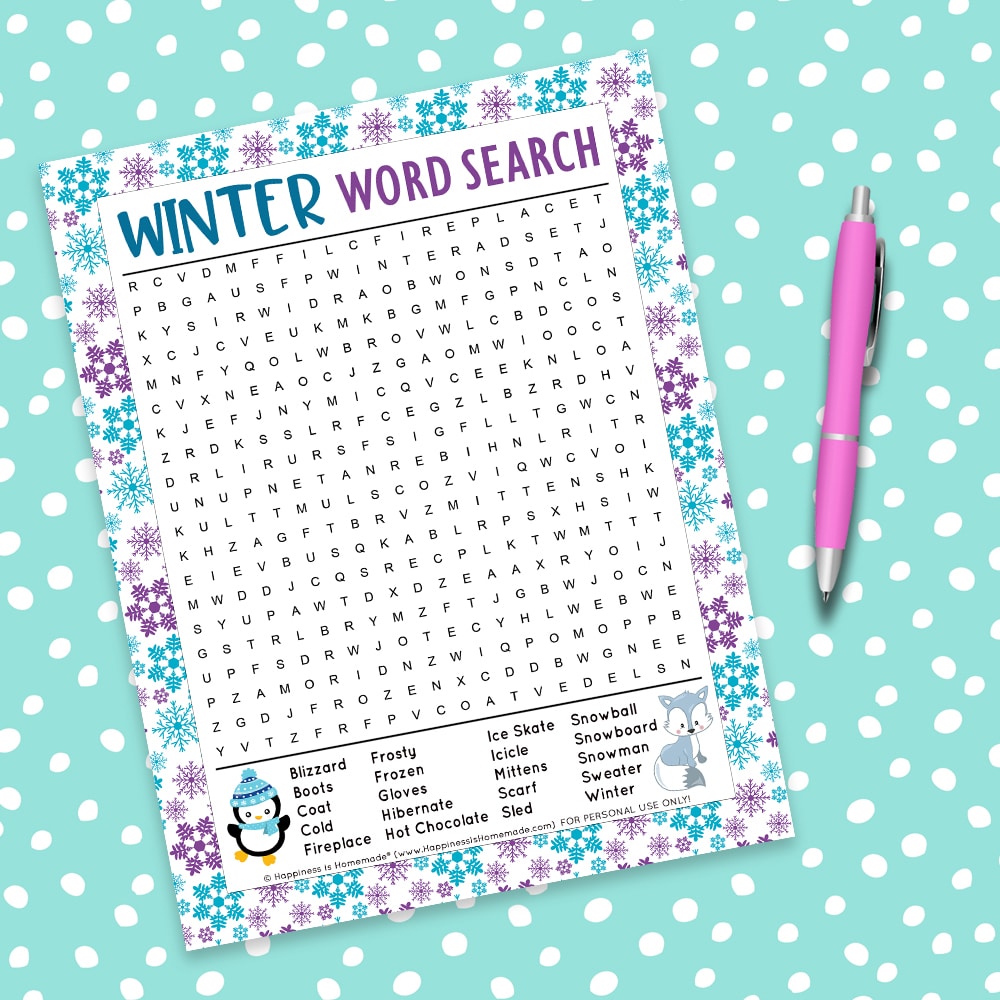 Winter Word Search Printable More Happiness Is Homemade