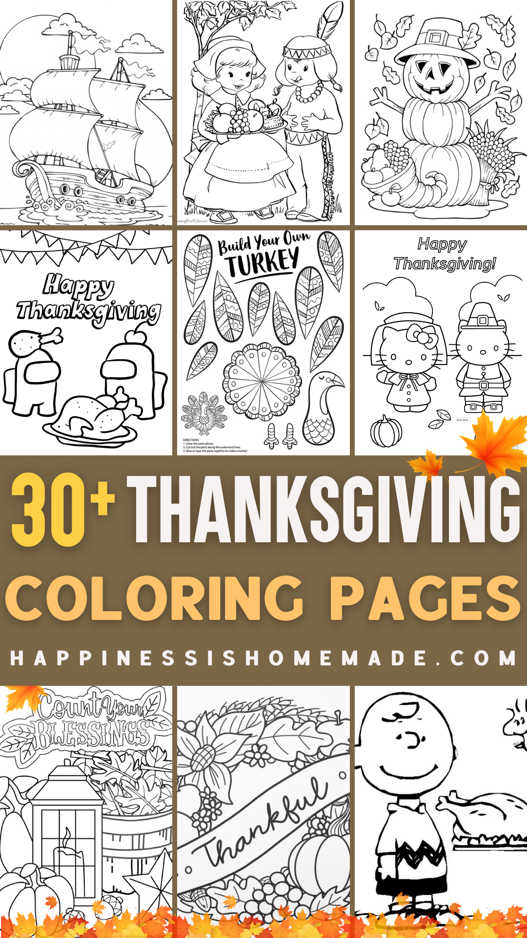 Hello Kitty Happy Thanksgiving Coloring Pages
